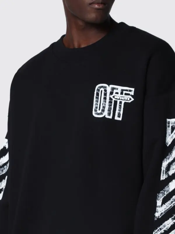 Off-White Oversized Cotton Jumper With Arrow And Diag Print
