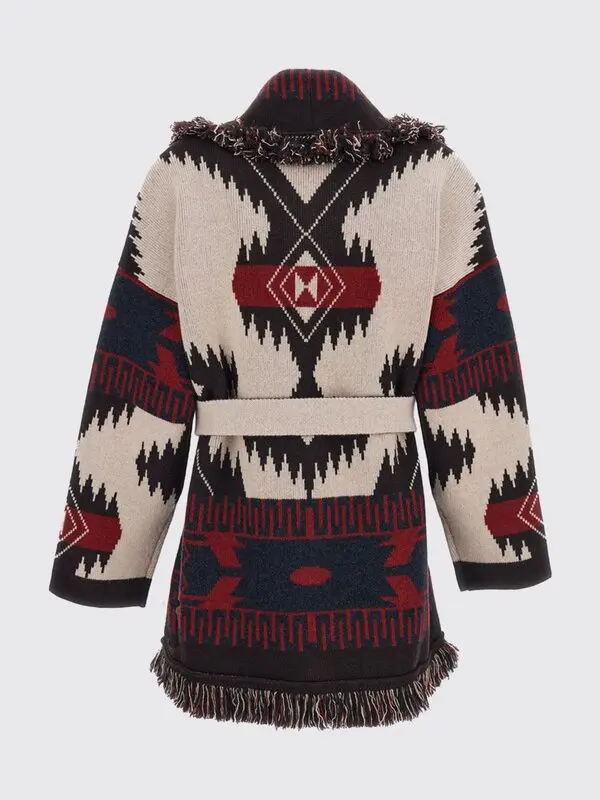 Alanui Cashmere Cardigan With Ethnic Pattern And Fringes - Brown