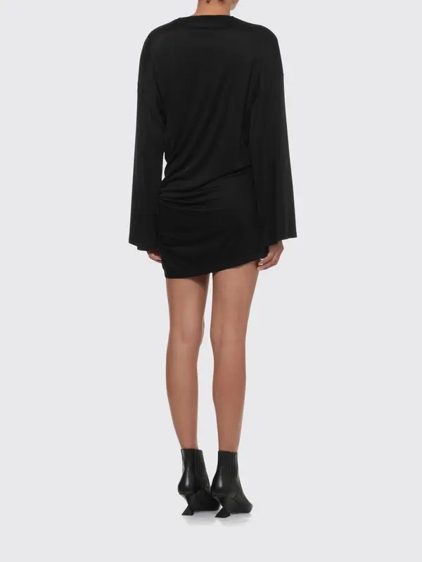 Attico Draped Viscose Mini Sheath Dress With Side Slit