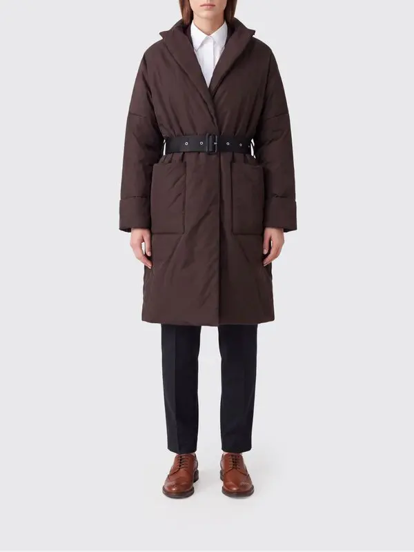 SEMICOUTURE Long Quilted Down Jacket With Adjustable Belt