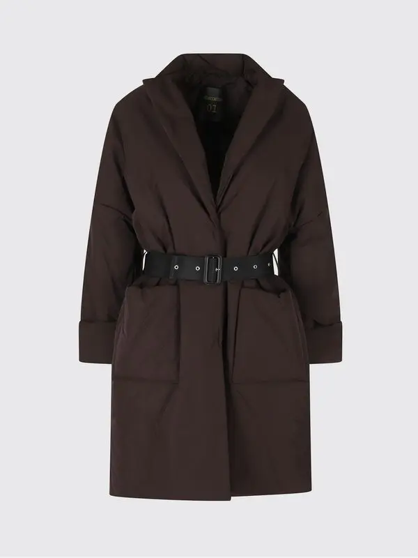 SEMICOUTURE Long Quilted Down Jacket With Adjustable Belt