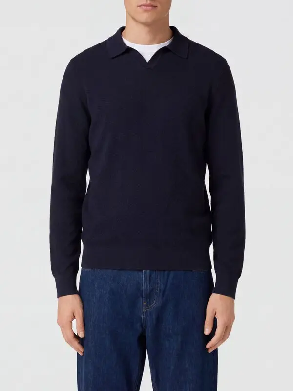 BOSS Textured Knit Polo Shirt - Blue