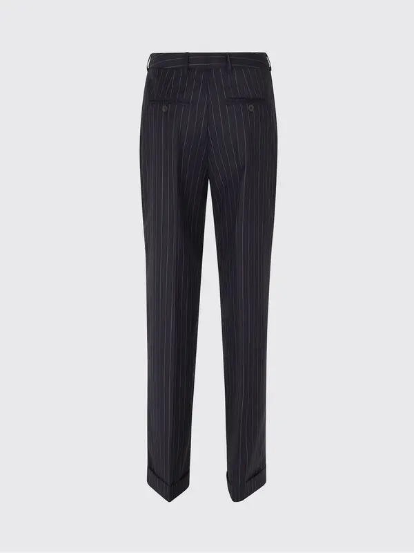 SEMICOUTURE High-waisted Striped Wool-blend Skinny Trousers - Blue