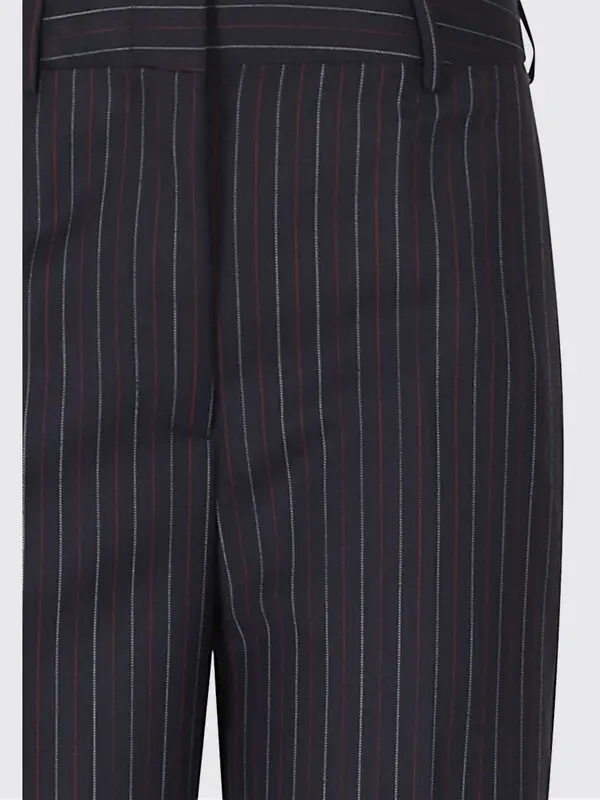 SEMICOUTURE High-waisted Striped Wool-blend Skinny Trousers - Blue