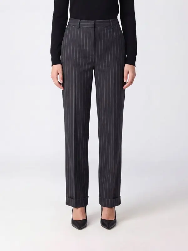 SEMICOUTURE High-waisted Striped Wool-blend Trousers