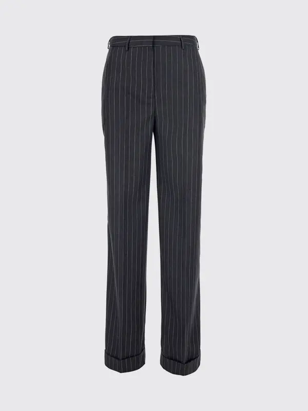 SEMICOUTURE High-waisted Striped Wool-blend Trousers