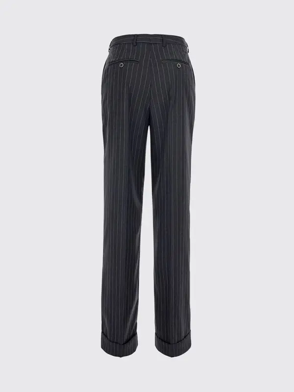 SEMICOUTURE High-waisted Striped Wool-blend Trousers