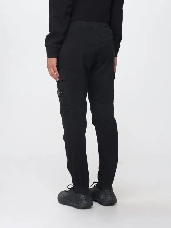 Stone Island Slim Fit Stretch Technical Fabric Cargo Trousers With Compass Logo - Black