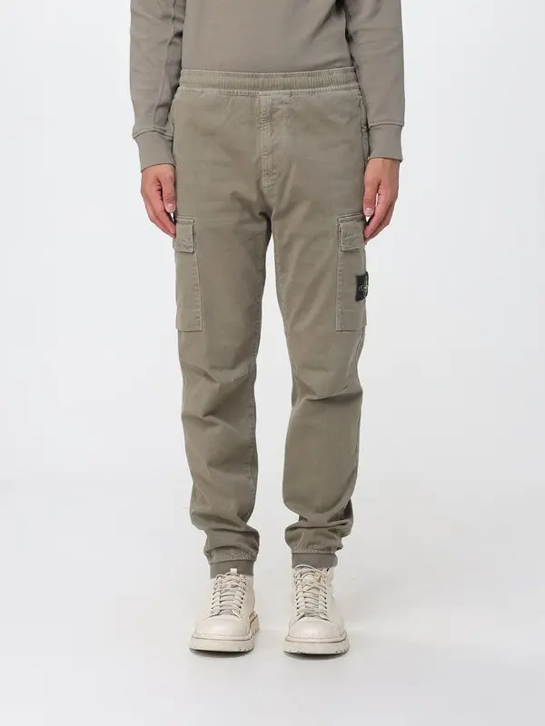 Stone Island Slim Fit Stretch Technical Fabric Cargo Trousers With Compass Logo - Military