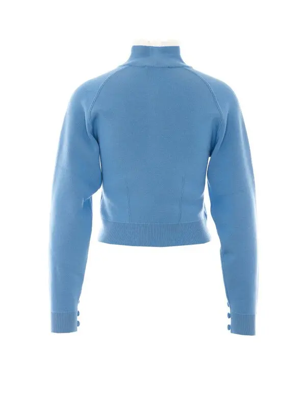 Chloé Cropped Slim Fit Wool Jumper With Ruffles And Embroidery