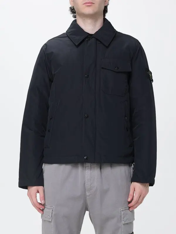 Stone Island Padded Nylon Overshirt With Compass Logo