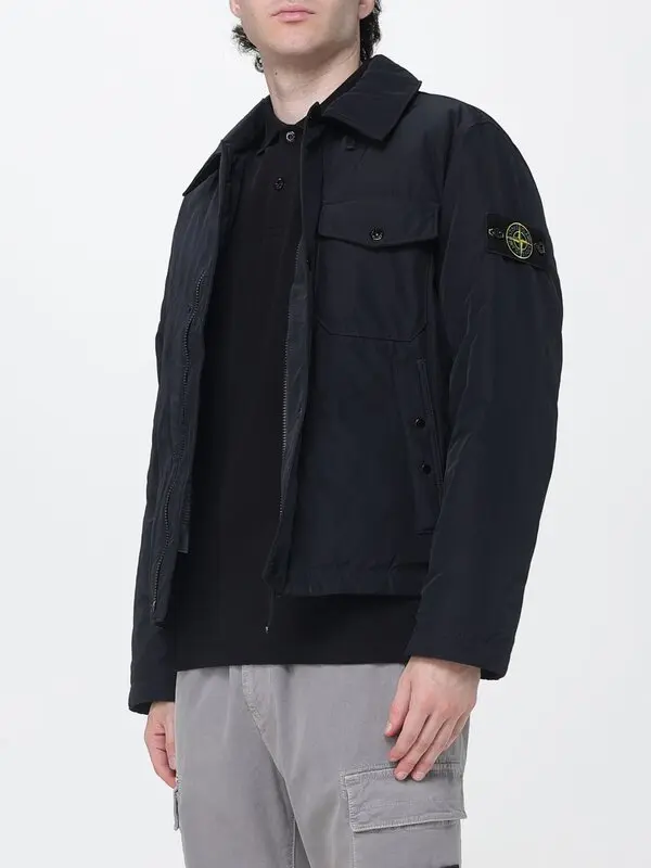 Stone Island Padded Nylon Overshirt With Compass Logo