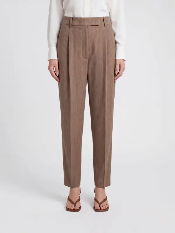 RÓHE High-waisted Striped Wool Blend Straight Trousers