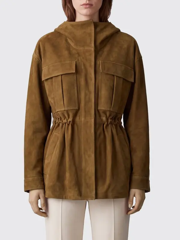RÓHE Hooded Suede Leather Jacket - Brown