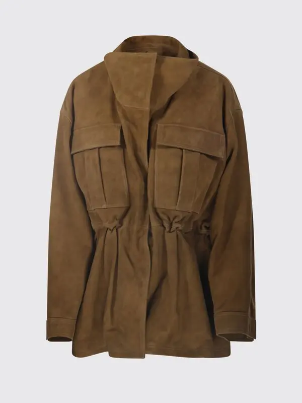 RÓHE Hooded Suede Leather Jacket - Brown