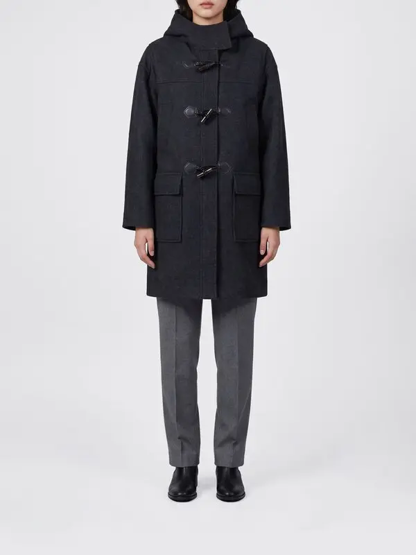 GANNI Long Hooded Wool And Cashmere Blend Duffle Coat