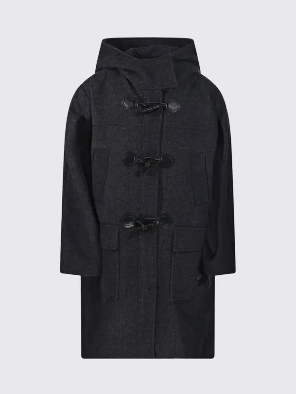 GANNI Long Hooded Wool And Cashmere Blend Duffle Coat