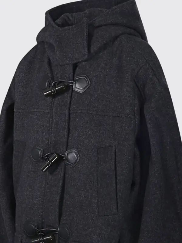 GANNI Long Hooded Wool And Cashmere Blend Duffle Coat