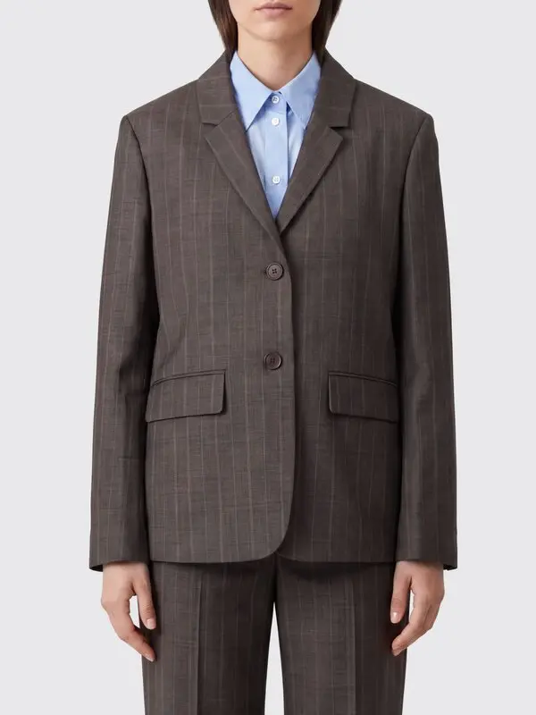 GANNI Single-breasted Pinstripe Wool Blazer