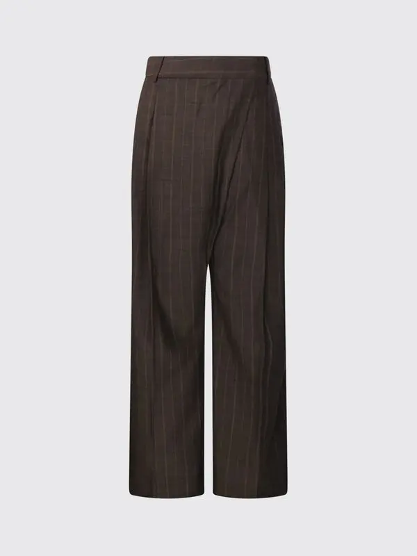 GANNI Striped Wool Wrap Wide-leg Trousers