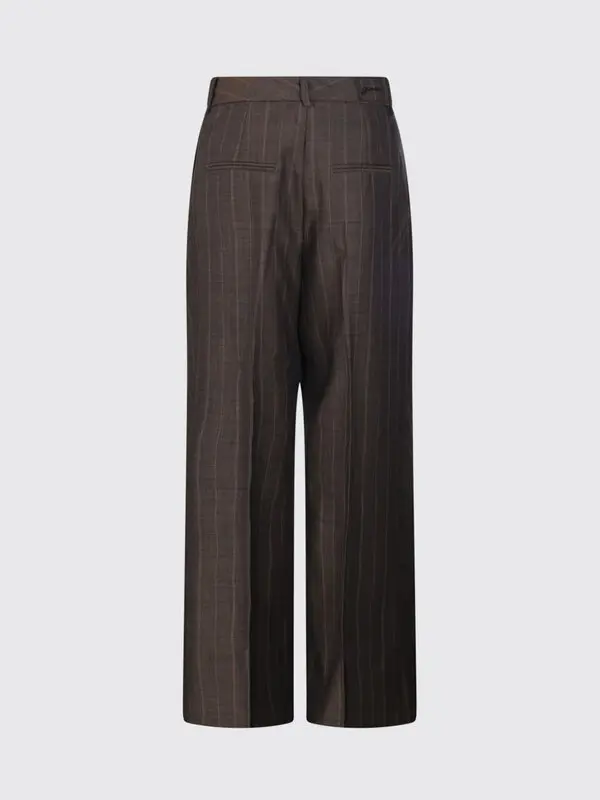 GANNI Striped Wool Wrap Wide-leg Trousers