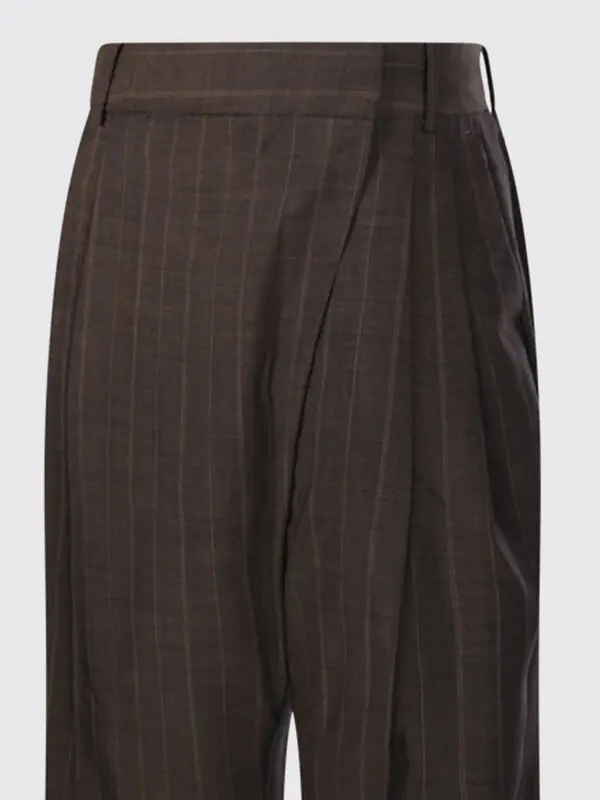 GANNI Striped Wool Wrap Wide-leg Trousers