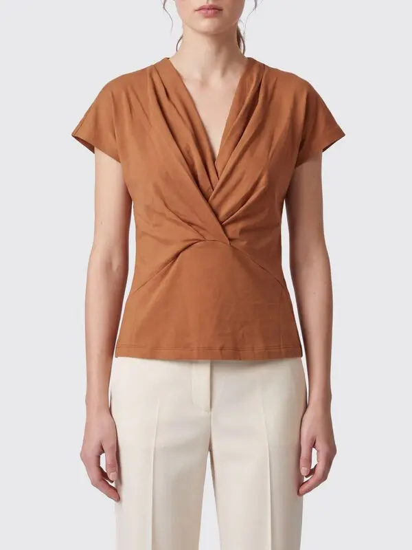 Isabel Marant Étoile Draped V-neck Short-sleeved Cotton Top - Camel