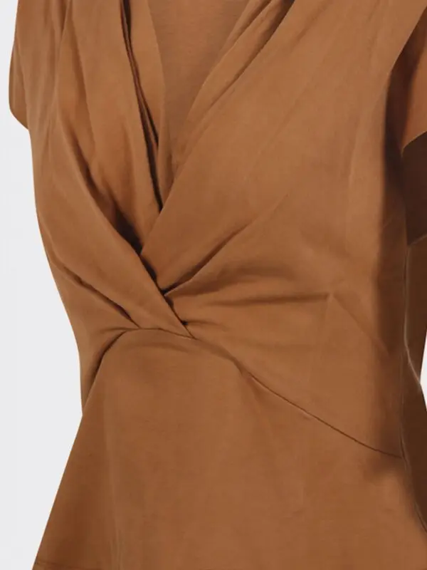 Isabel Marant Étoile Draped V-neck Short-sleeved Cotton Top - Camel