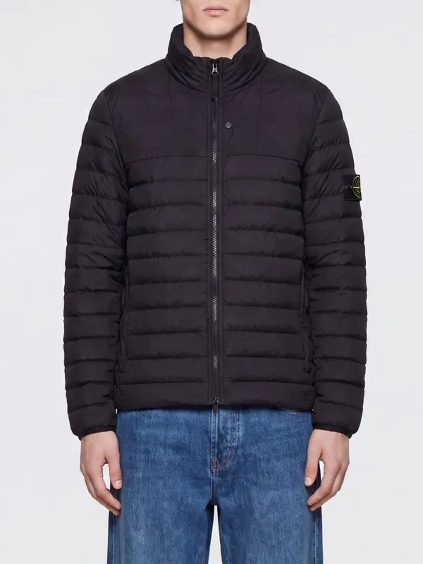 Stone Island Short Water-repellent Recycled Nylon Down Jacket With High Neck - Black