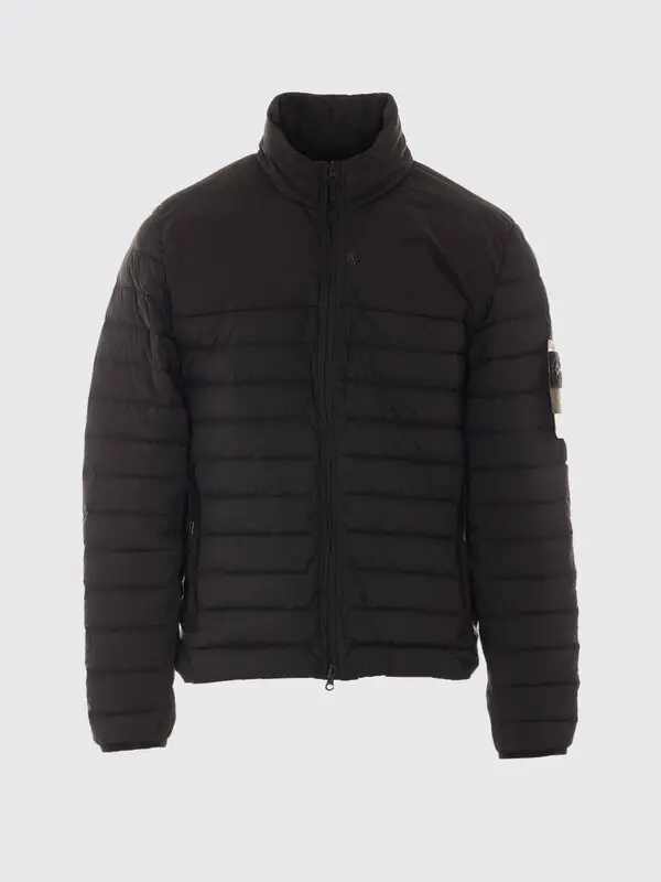 Stone Island Short Water-repellent Recycled Nylon Down Jacket With High Neck - Black