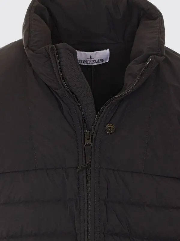 Stone Island Short Water-repellent Recycled Nylon Down Jacket With High Neck - Black