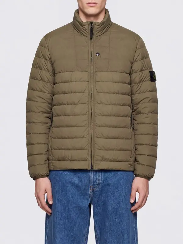 Stone Island Short Water-repellent Recycled Nylon Down Jacket With High Neck - Green