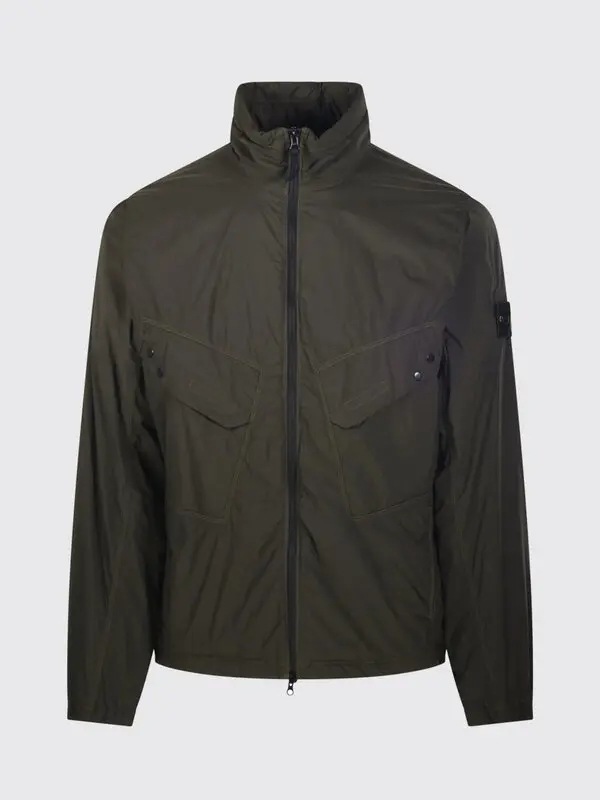 Stone Island Ultra-light Recycled Nylon Zip-up Jacket With Logo Patch