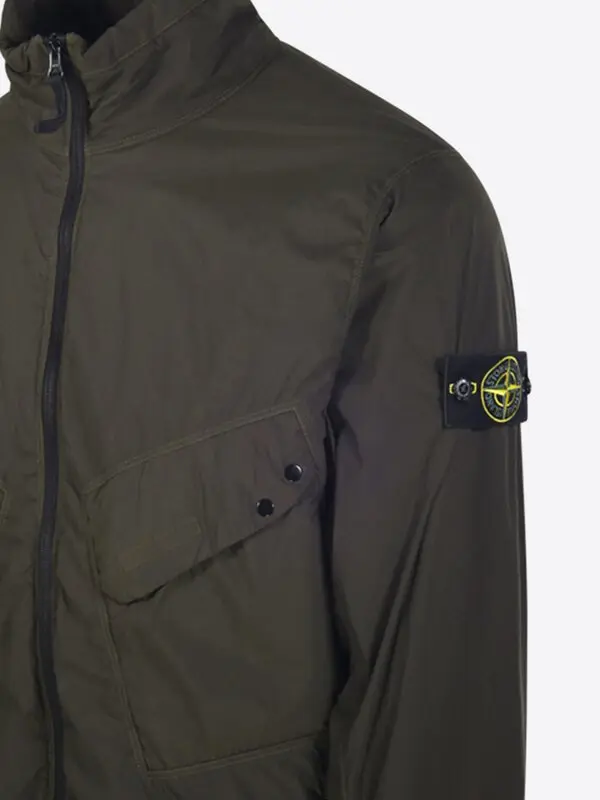 Stone Island Ultra-light Recycled Nylon Zip-up Jacket With Logo Patch
