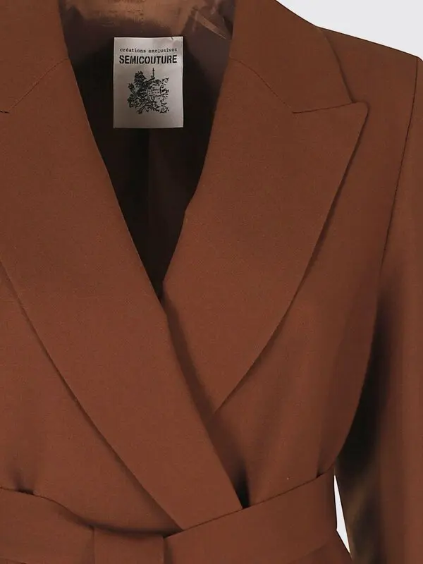 SEMICOUTURE Double-breasted Wool-blend Blazer With Tie-waist Belt