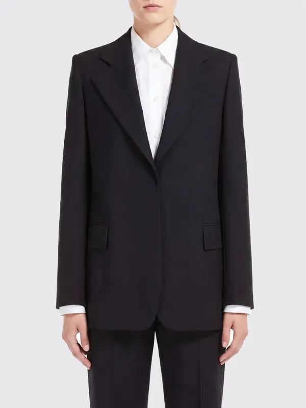 Sportmax Single-breasted Cropped Pure Wool Blazer With Peak Lapels