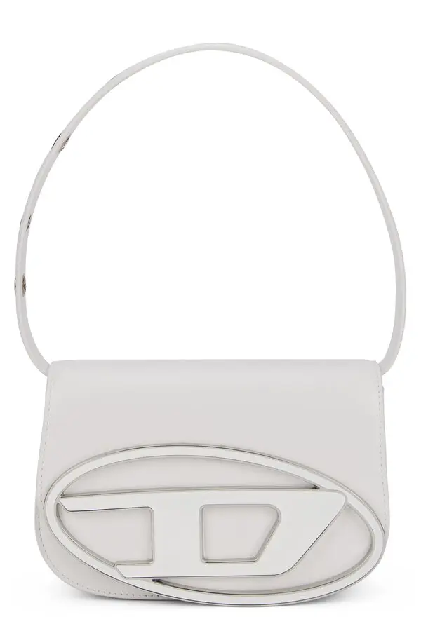 DIESEL® 20 Cm Mini Oval Shoulder Handbag With Flap Closure - White