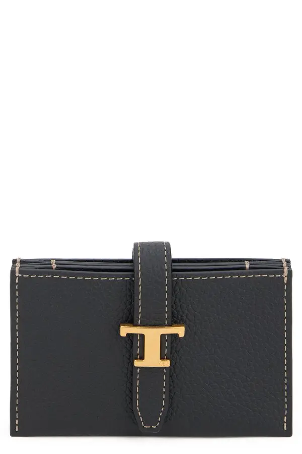 TOD`S Tod's Logo Mini Leather Wallet With Golden Detail