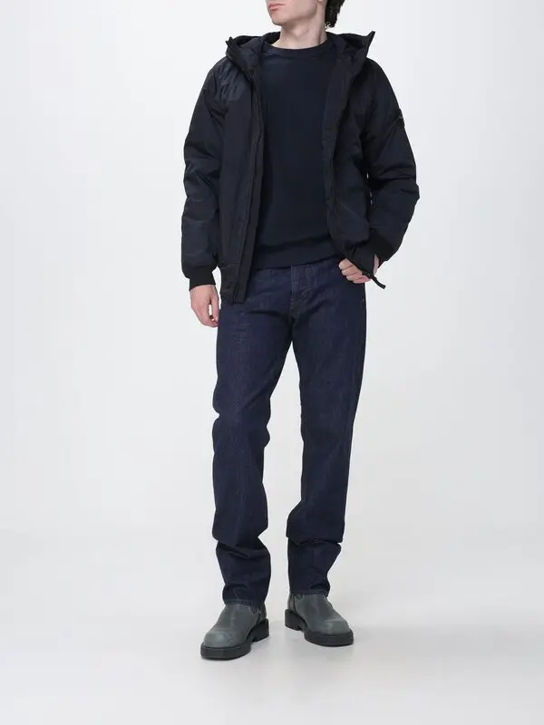 Stone Island Crinkle Reps Ny Hooded Nylon Windbreaker With Logo Badge - Navy
