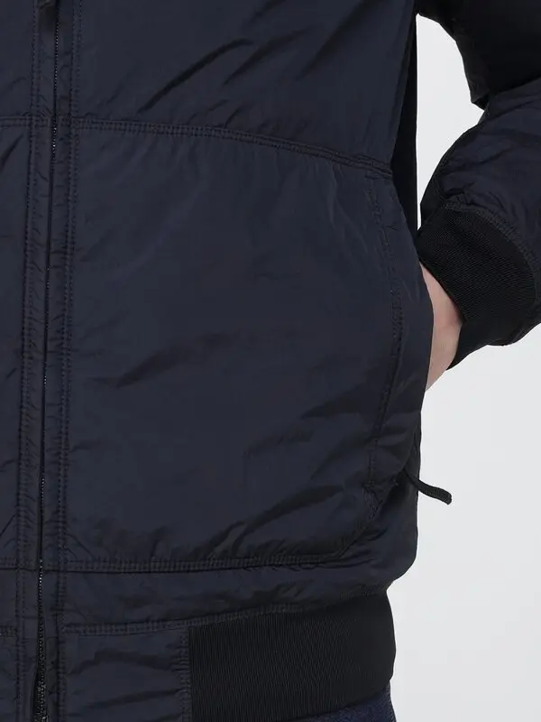 Stone Island Crinkle Reps Ny Hooded Nylon Windbreaker With Logo Badge - Navy