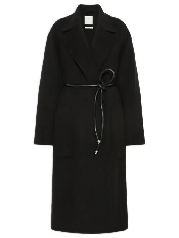 Sportmax Hand-sewn Double Virgin Wool Coat With Patch Pockets And Belted Detail