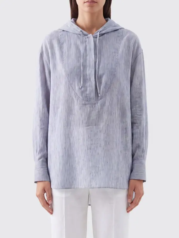 Brunello Cucinelli Striped Long Sleeve Hoodie - Blue