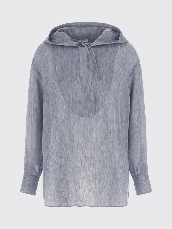 Brunello Cucinelli Striped Long Sleeve Hoodie - Blue