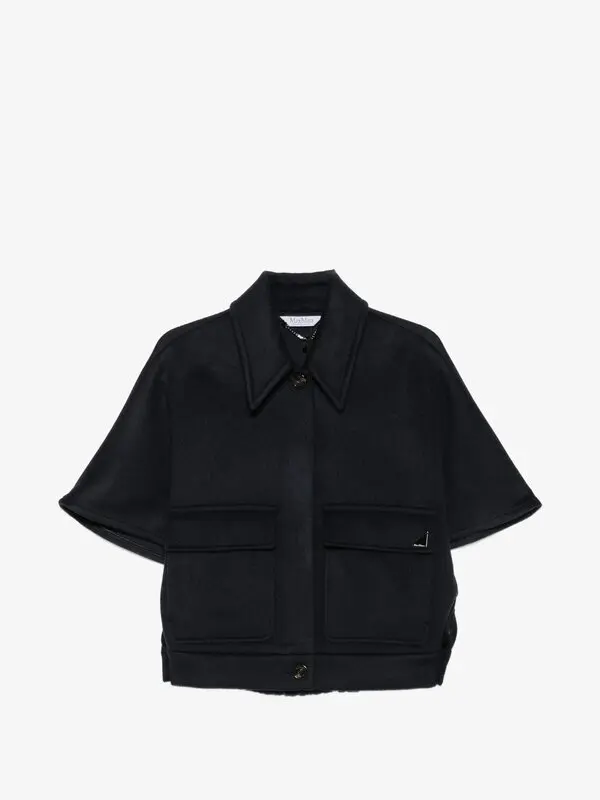 Max Mara Cashmere Double-drape Cape With Shirt Collar And Patch Pockets