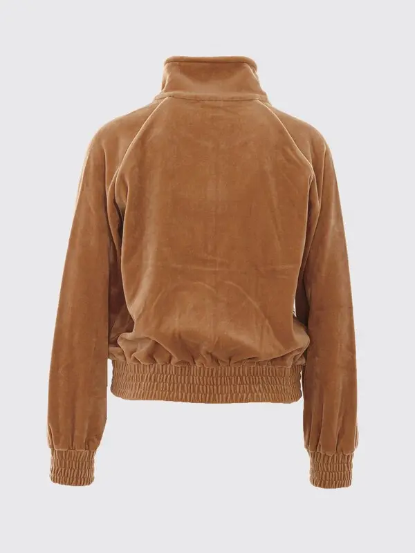 Chloé Cotton Velvet High Neck Zip-up Sweatshirt With Contrast Logo - Beige