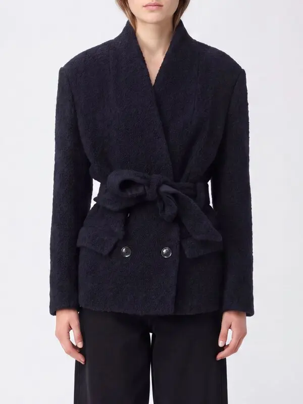 Isabel Marant Étoile Double-breasted Wool And Alpaca Short Coat With Belt - Black