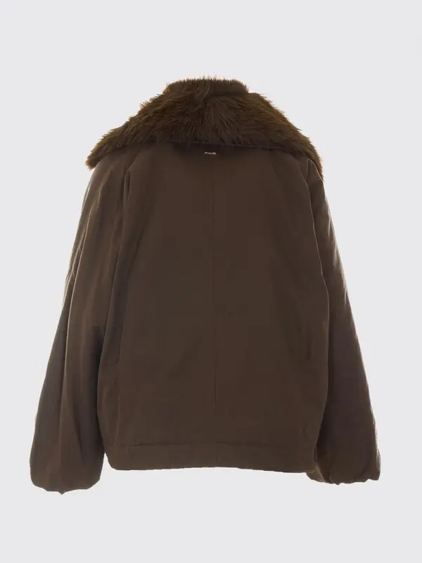 TWINSET Cotton Gabardine Coat With Faux Fur Collar