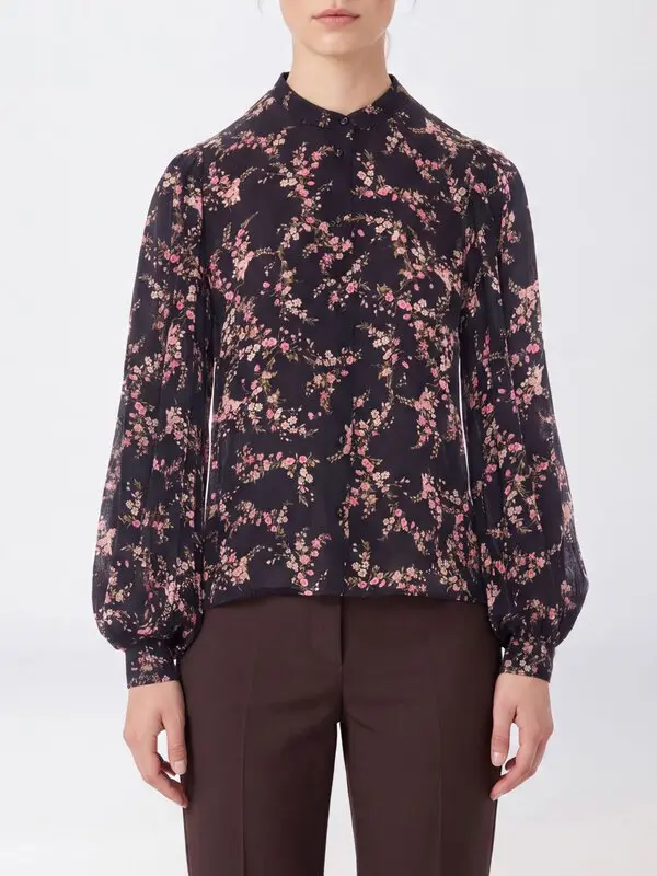 TWINSET Floral Print Band Collar Shirt