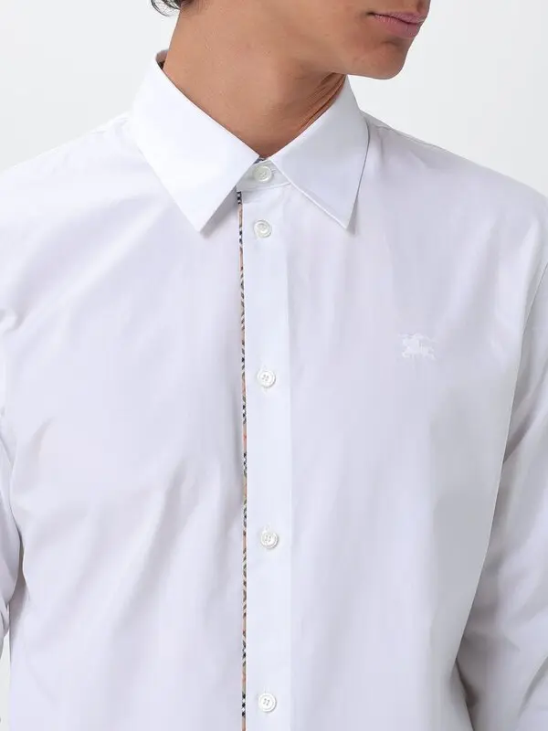 Burberry Slim Fit Cotton Poplin Shirt With Tone-on-tone Ekd Logo
