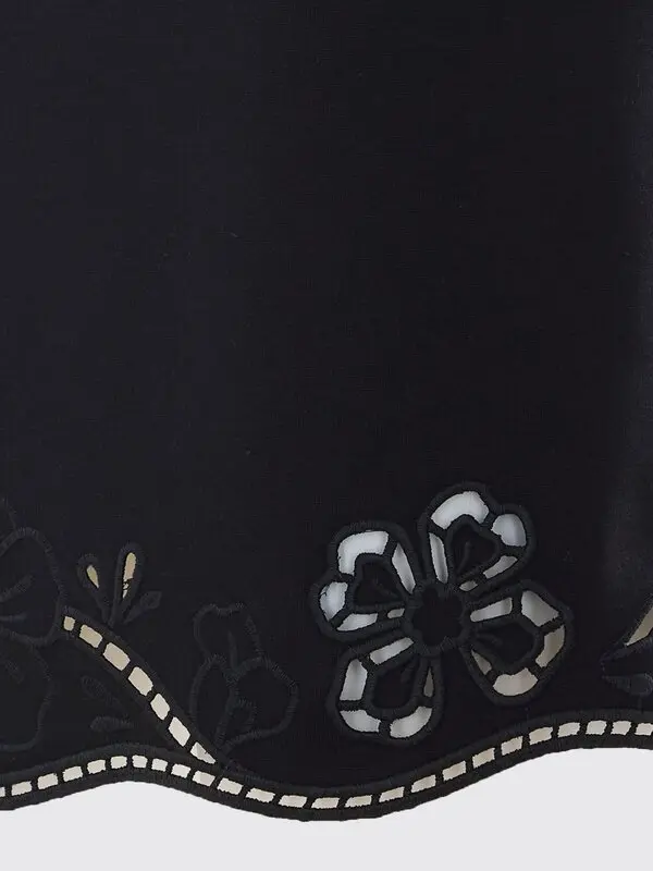 TWINSET Mini Chemisier Dress In Viscose With Embroidered Lace Inserts
